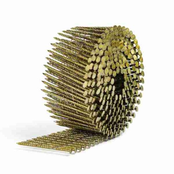 Yellow Coated Screw Shank 15 Degree Coil Nails - Huazhen Fastener